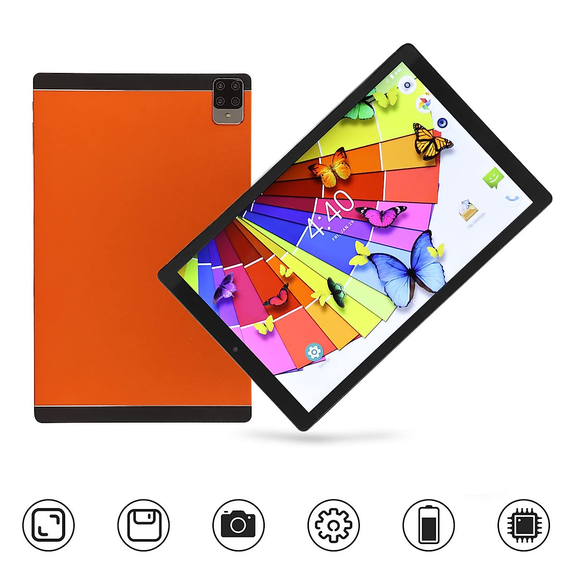 Tablet 10.1 inch for 10 PC Tablet, 6GB RAM, 256GB ROM, Octa Core Processor, FHD IPS Touchscreen, 5MP Front 8MP Rear Camera, WiFi, 4G LTE (Orange)
