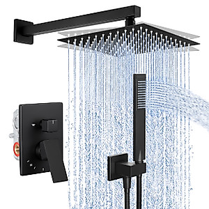 KES Shower Faucet Set, 10 Inches Rain Shower Head with Handheld Spray, Shower System Pressure Balance Wall Mounted (cUPC Certified Shower Valve Included), Matte Black, XB6230-BK