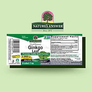 Nature's Answer Alcohol-Free Ginkgo Leaf 2000mg 2oz Extract | Stimulates Memory, Mood & Concentration | Gluten-Free, Kosher Certified & No Preservatives | Single Count