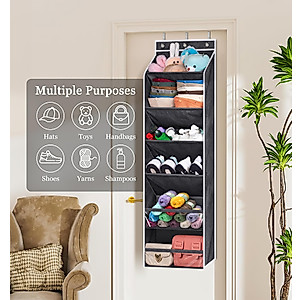 KEETDY Deep Pockets Over the Door Hat Racks for Baseball Caps, Hold 72 Hats Organizer for Closet & Wall Storage Cap Holder Display Collection, Black