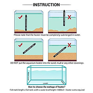 Submersible Aquarium Heater Fish Tank Heater with Dual Temperature Displays and Temp Controller Adjustable for Turtle Betta Fish Tank