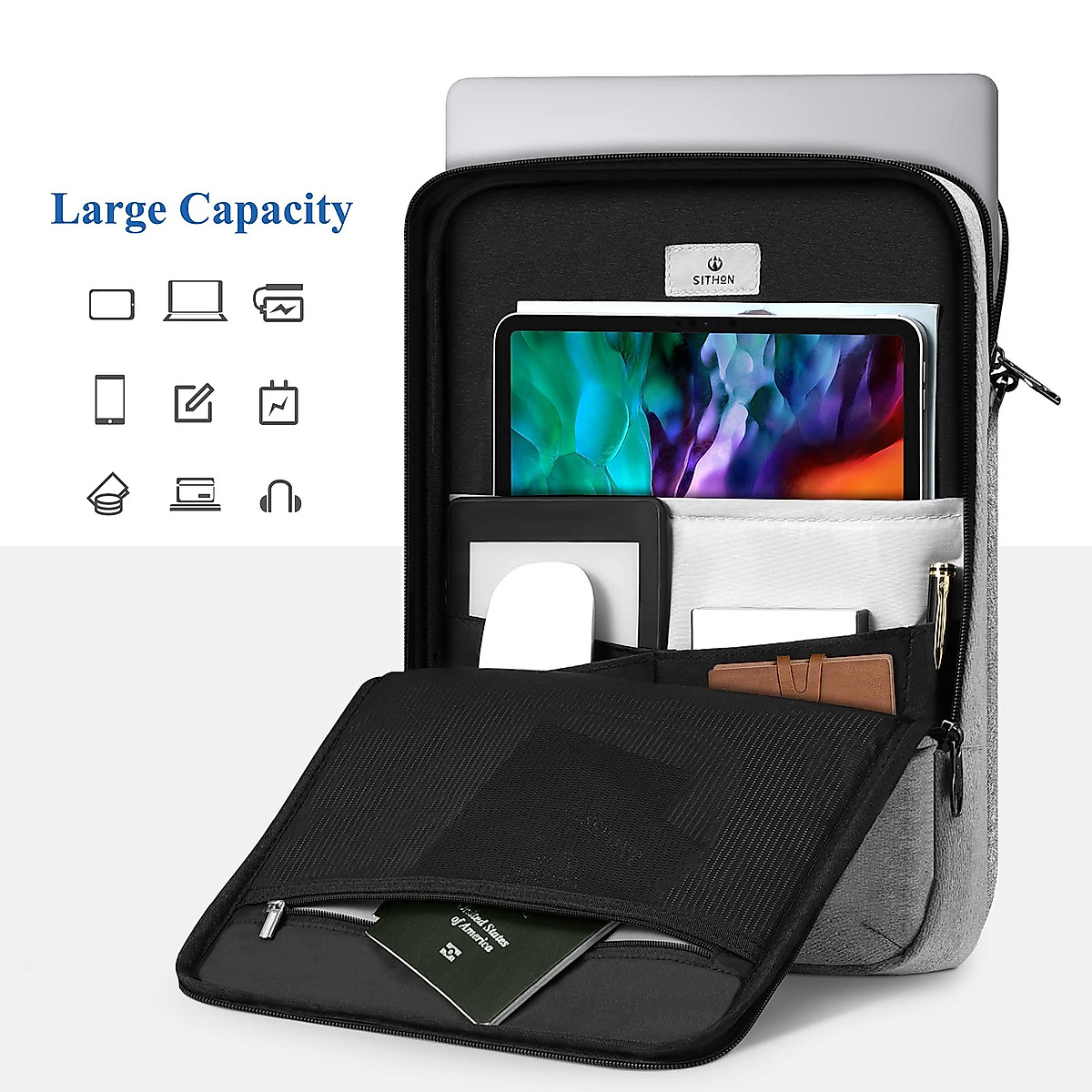 SITHON Laptop Shoulder Bag for 13.6-inch MacBook Air M3/A3113 M2/A2681 2024-2022, MacBook Pro 14 A2992 A2918 A2779 A2442, MacBook Pro/Air 13, Water-Resistant Cross-Body Commuter Carrying Bag