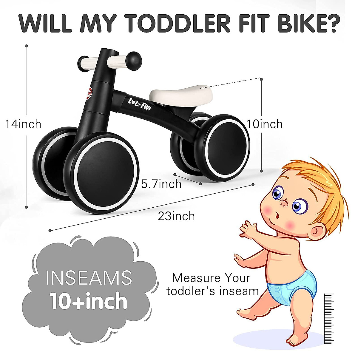 LOL-FUN Baby Balance Bike 1 Year Old, Toys for 1 Year Old Boy and Girl Gifts, Boy First Birthday Gift for One Year Old