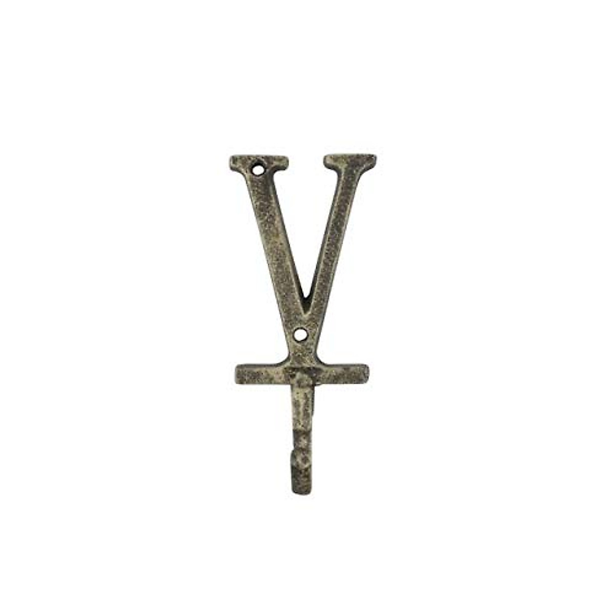 Handcrafted Nautical Decor Rustic Gold Cast Iron Letter V Alphabet Wall Hook 6"