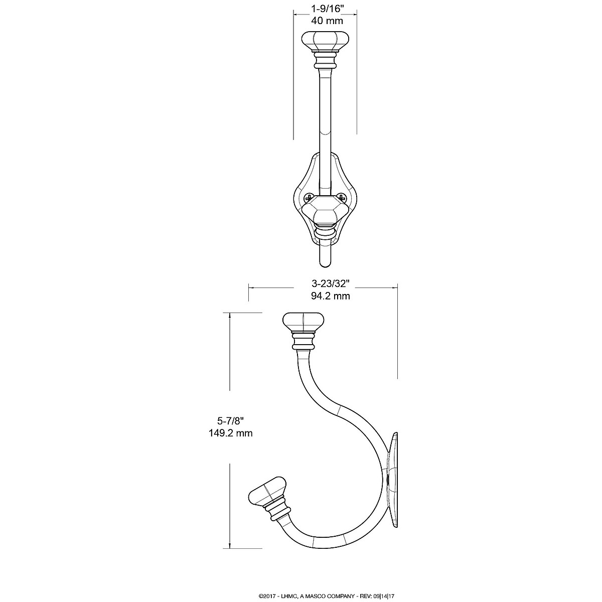 Liberty 128734 Acrylic Facets Design Coat and Hat Hook, Satin Nickel and Clear