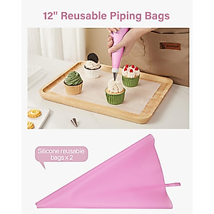 Kootek 32-Piece Piping Bags and Tips Set with 24 Icing Piping Tips, 2 Reusable Pastry Bags 12 Inch, Reusable Piping Icing Bags and Tips, Cake Decorating Kit for Frosting Cookie, Cupcake