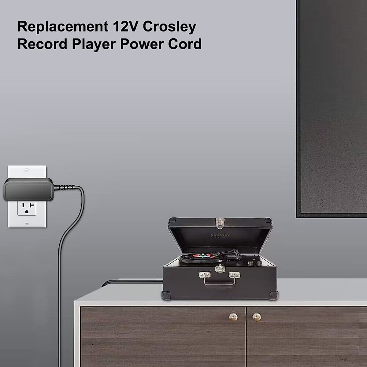 HKY 12V AC DC Adapter Compatible with Crosley CR8005D CR6010A CR6018A CR6230 CR6232A R6233A CR6233D CR6249A CR6251 CR6251A CR6251A-BK CR54cdbc CR54 CD Turntable Record Player Power Cord Charger