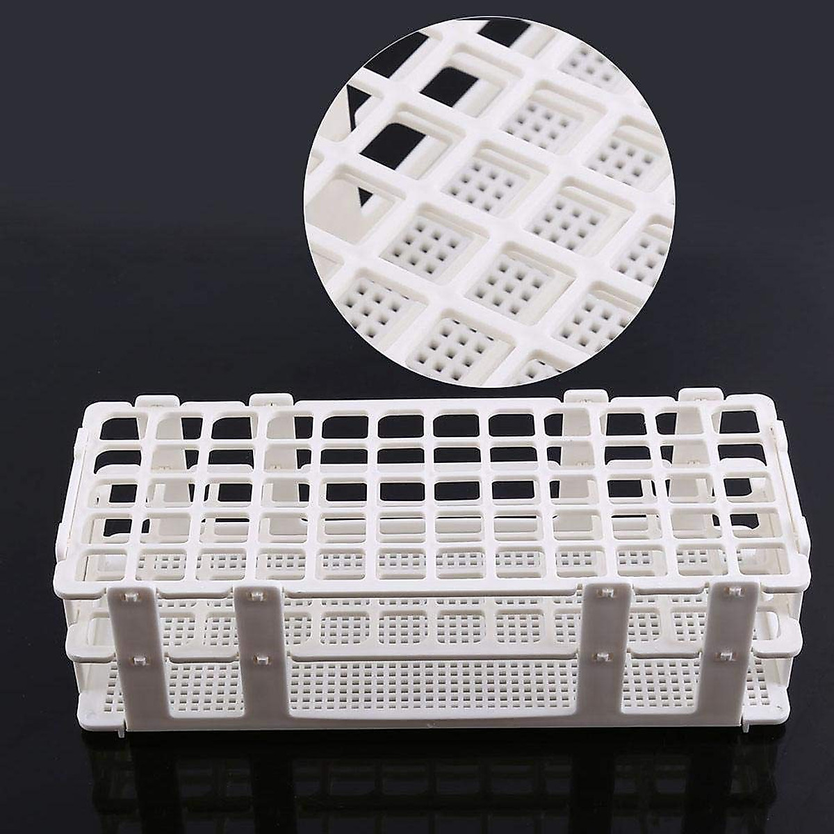 Plastic Test Tube Rack Detachable Holder Storage Stand, Holds 60, for 16mm Dia. Tubes White