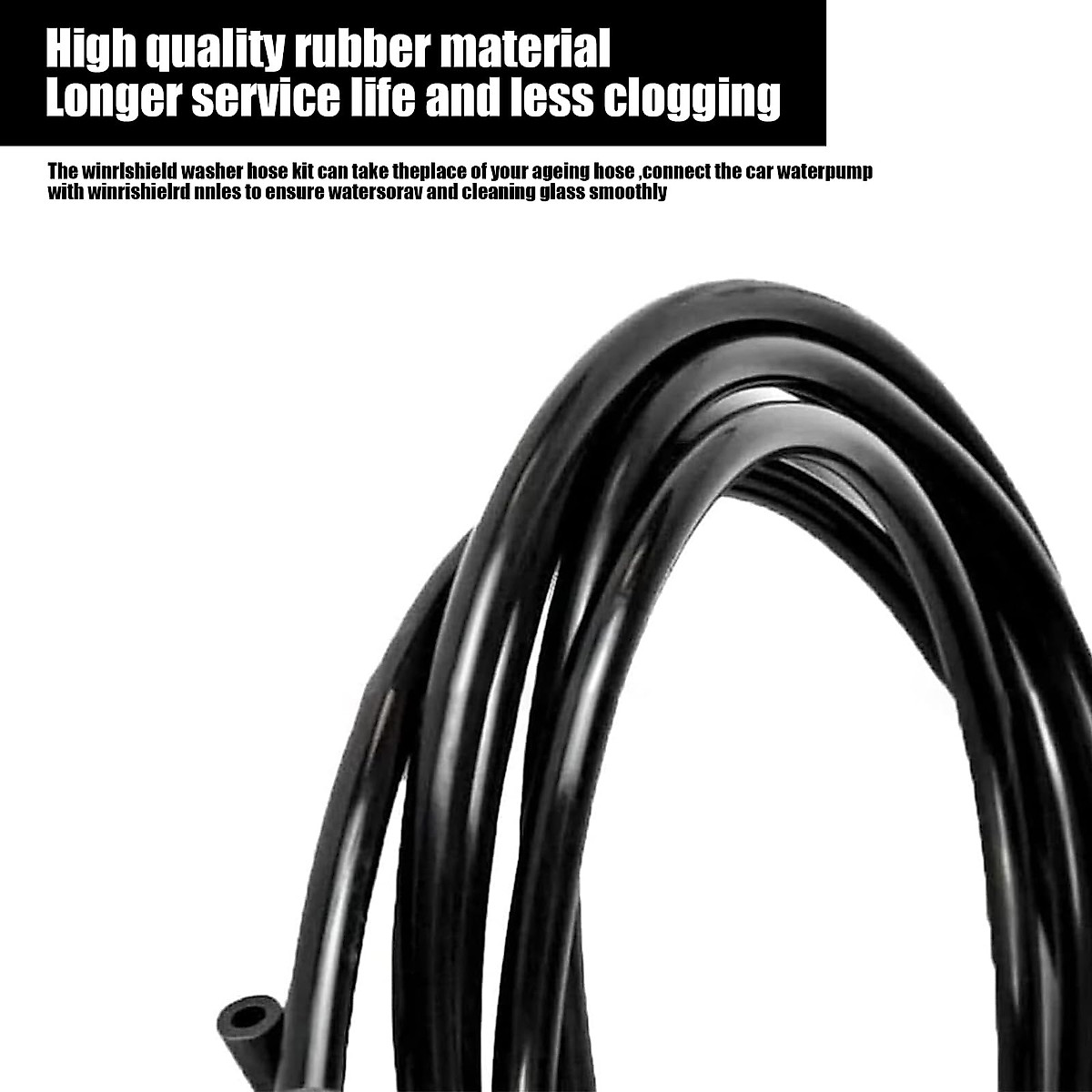 UGSHY 13Ft Car Windshield Washer Hose Kit, Universal Washer Fluid Hose with 30 Hose Connectors, Suitable for Most Car Windshield Fluid Tubing (Black)