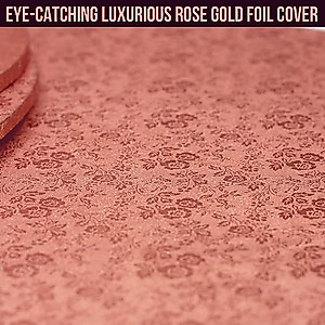 PixiPy Cake Boards (4 Pack, 12 inch, Rose Gold), Reusable Round Cake Drums for Showstopping Desserts, Heavy-Duty Disposable Cardboard Cake Bases W/Elegant Patterns, Cake Decorating Supplies