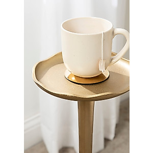 Kate and Laurel Alessia Modern Decorative Metal Drink Table, 8 x 8 x 22, Gold, Stunning Cast Aluminum Pedestal Plant Stand with Rough Texture and Deckled Edge