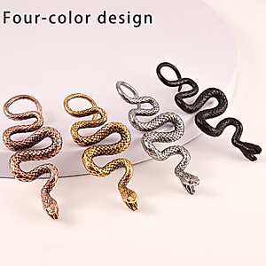 Atomhole 2 PCS Ears Gauges Fashion Snake Hanger Ear Weights for Stretched Ear Plugs Body Piercing Tunnels 316 Stainless Steel Hypoallergenic Body Jewelry (6mm(2G), Black)