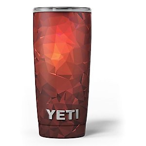 Design Skinz Red Orange Geometric V13 - Skin Decal Vinyl Wrap Kit Compatible with The Yeti Rambler Cooler Tumbler Cups