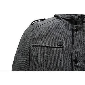 wantdo Men's Slim Fit Pea Coat Warm Winter Windproof Wool Jacket Grey 2XL