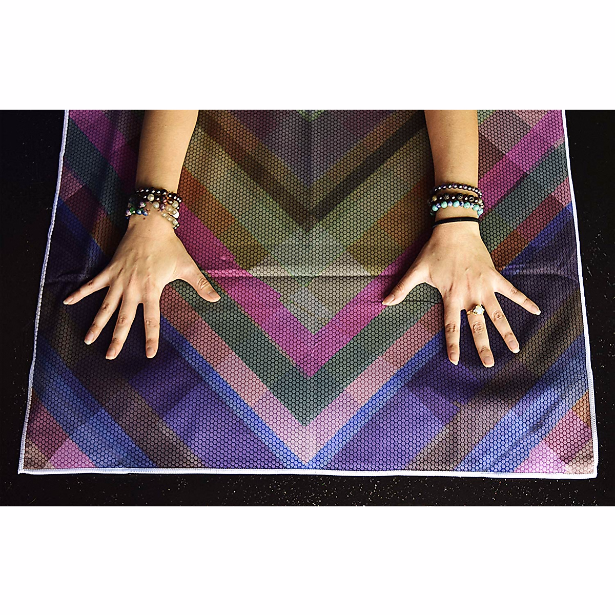 Hot Yoga Towel,Non-Slip Yoga Mat Cover,Eco-Friendly,Exclusive Pockets Cover Each Corner of The mat,Microfiber Yoga Towel,Ideal for Bikram, Hot Yoga, Pilates,or Sweaty Practice (Cosmic)