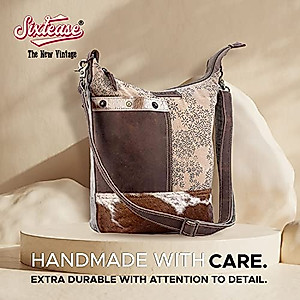 SIXTEASE Womens Shoulder Bag Vintage Style Shoulder Bags for Women - Made with Genuine Leather, Upcycled Canvas, or Hair On - Handmade, Adjustable Strap, Brass and Zinc Hardware - Style Bites