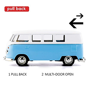 TGRCM-CZ 1/36 Scale Bus Casting Car Model, Zinc Alloy Toy Car for Kids, Pull Back Vehicles Toy Truck for Toddlers Kids Boys Girls Gift (Blue)