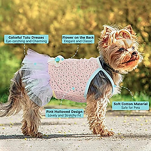 T'CHAQUE Elegant Princess Dog Dress with Colorful Tiered Layer Tutu Tulle, Pet Summer Clothes Dog Apparel for Puppy and Cats, Dog Birthday/Wedding Party Dresses Costume Casual Daily Pets Outfits, S