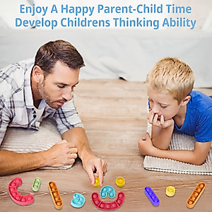 16Pcs Push Fidget Pop Letters Puzzle Toys Alphabet Learning Education Toys Silicone Stress Relief ABCs Puzzle Board Toys Parent-Child Game Play Creative Teaching Toys for Kids Friends Autistic