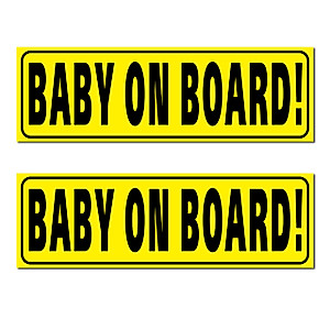 2 PC Baby on Board Car Magnet - 10 x 3 Babies on Board Keep Distance - Be Careful Baby on Board Magnet for Car - Children on Board Magnet for Bumpers
