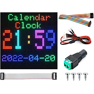 waveshare 64x64 4096 Pixels RGB Full-Color LED Matrix Panel 3mm Pitch Displaying Text/Colorful Image/Animation Adjustable Brightness Chainable Design,Compatible with Arduino/Raspberry Pi