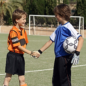 Crown Sporting Goods Captain Armband | Youth Team Sports Athletic Accessory | One-Size Elastic Player Band for School, Playground, Recreational, Indoor & Outdoor, Soccer & Basketball (Black)