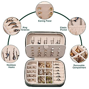 Dajasan Velvet Travel Jewelry Box, Mini Travel Jewelry Case, Small Portable Travel Jewelry Organizer for Women Girls (green)