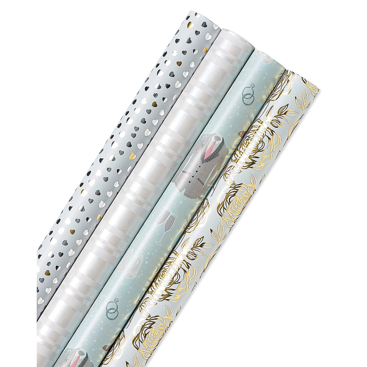 American Greetings Reversible Wedding Wrapping Paper, Bridal Designs (4 Rolls, 120 sq. ft.)