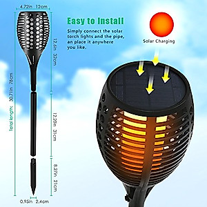 Aityvert Solar Lights, 43" Flickering Flames Torch Lights Outdoor Waterproof Landscape Decoration Lighting Dusk to Dawn Auto On/Off Security Flame Lights for Yard Garden Pathway Driveway (1 Pack)