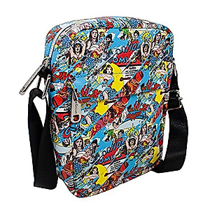 Buckle Down Dc Bag, Cross Body, Wonder Woman Comics Scenes Through The Years Stacked, Vegan Leather