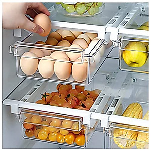 3 PACK Refrigerator Organizer Bins,Fridge Drawer Organizer, Egg Holder for Refrigerator,Fridge Organizers and Storage Clear Shelf Organizer Storage Box for Egg Fruits Vegetable