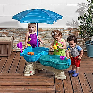 Step2 Spill & Splash Seaway Water Table | Kids Dual-Level Water Play Table with Umbrella & 11-Pc Accessory Set | Large Water Table