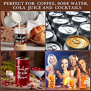 Purpeak 6 Set Team Gifts for Employees Thank You Gifts Teacher Staff Appreciation Gifts 16oz Can Shaped Beer Glass with Lids Straws Brushes Thank You Cups for Nurse Coworkers(Stylish Style)