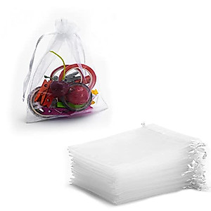 Tendwarm 50 PCS Sheer Organza Bags 3x4 Inches Wedding Favor Bags with Drawstring Mesh Candy Bags Jewelry Pouches