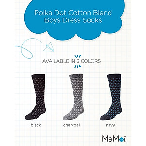 MeMoi Polka Dot Cotton Blend Boys Dress Socks Navy 10-12