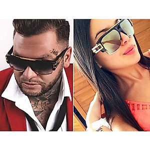 Allt Square Aviator Large Fashion Sunglasses For Men Goggle Alloy Frame Glasses(Clear Gold/Clear, 61)