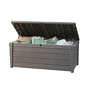 Keter Brightwood 120 Gallon Outdoor Garden Patio Storage Furniture Deck Box