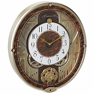SEIKO Melodies In Motion Wall Clock Wall Clock, Golden French Horns