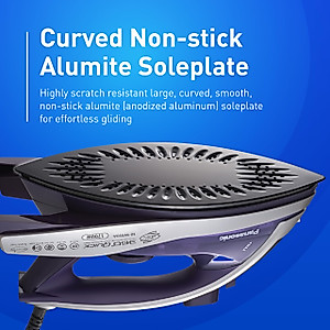 Panasonic Dry and Steam Iron with Alumite Soleplate, Fabric Temperature Dial and Safety Auto Shut Off – 1700 Watt Multi Directional Iron – NI-W950A, Purple