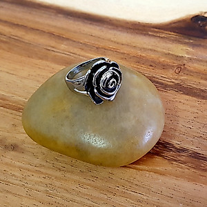 West Coast Jewelry | ELYA Stainless Steel Blooming Antiqued Rose Ring - Size 8