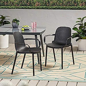 Christopher Knight Home Yanira Outdoor Dining Chair (Set of 2), Black