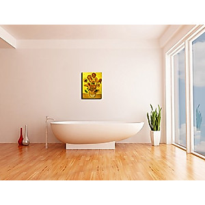 Wieco Art Abstract Flowers Giclee Canvas Prints Wall Art Vase with Fifteen Sunflowers by Van Gogh Classic Oil Paintings Reproduction for Home Decor Modern Stretched and Framed Floral Picture Artwork