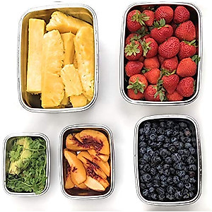 JaceBox Food Storage Containers - Stainless Steel 304 BPA FREE, Airtight, Leak Proof Set of 5 sizes Light and Easy BEnto Box Ready KEto Lifestyle Great for Meal Prep Lunch Box