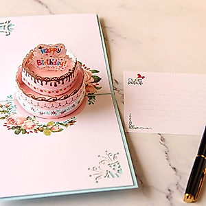 Birthday Pop Up Card with World's Best Birthday Cake Design, 1st Birthday Card, 3D Cake Pop Up, Come in Shining Envelope - Perfect Present for Girl, Friends, Lovers, Women on Any Occasion
