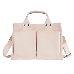 Canvas Tote Bags for Women Handbag Tote Purse with Zipper Canvas Crossbody Bag for Office, Travel, School, White