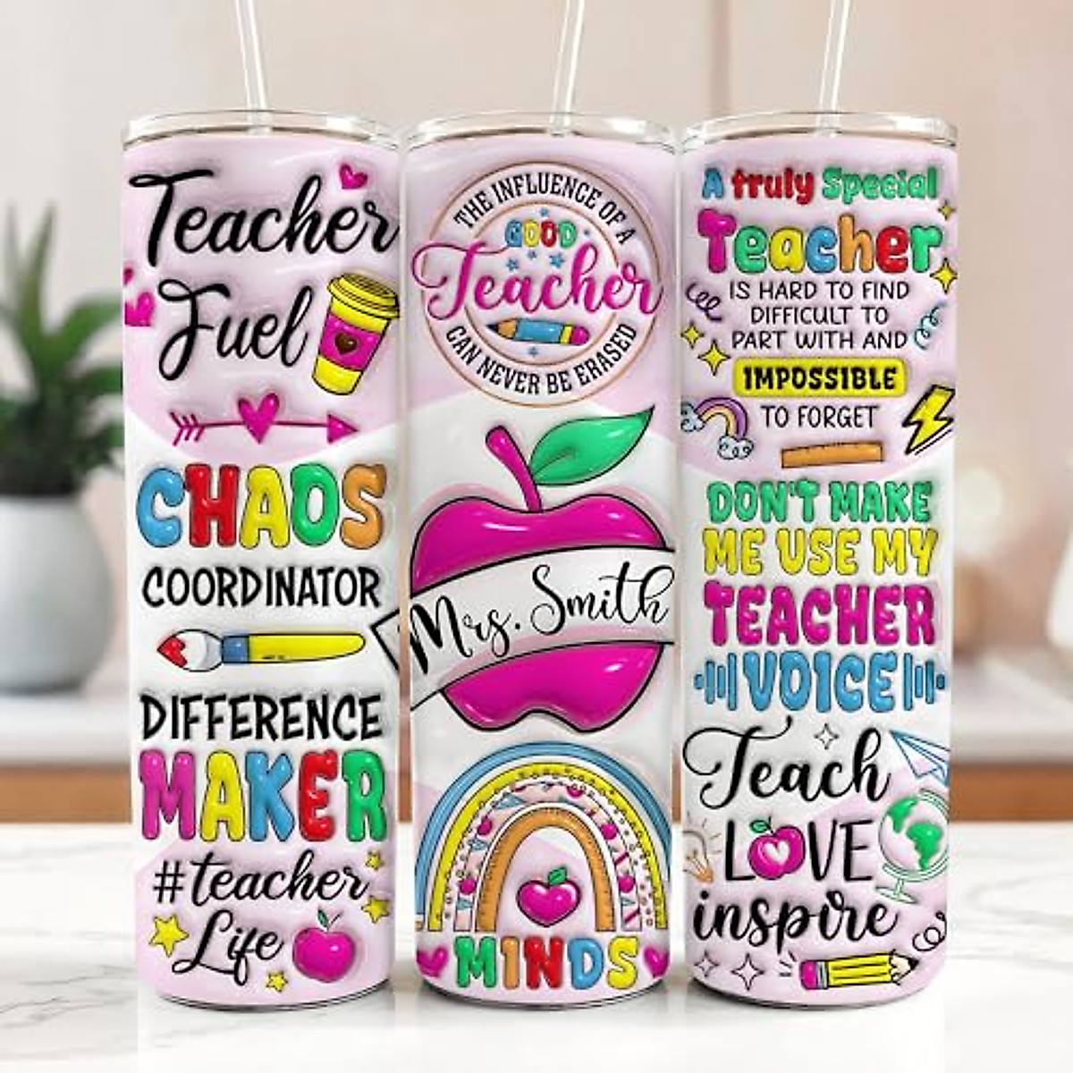 Teacher Gifts Chaos Coordinator 3D Inflated Effect Printed Tumbler Teacher Thank You Appreciation Gifts Best Teachers Gift Custom Coffee Cup for Men Women Teachers Day Mothers Day Back To School