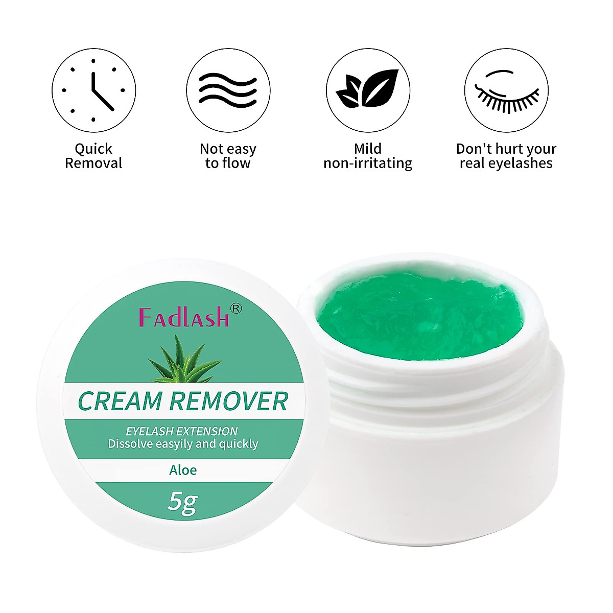 Lash Remover for Professional Eyelash Extensions Dissolves Powerful Cream Lash Remover Low Irritation Lash Extension Remover Eyelash Glue Remover for Salon 5g (Aloe)