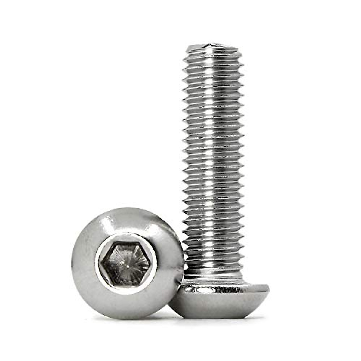 1/4-20 x 1/2" Button Head Socket Cap Bolts Screws, 304 Stainless Steel 18-8, Allen Hex Drive, Fully Machine Thread, Bright Finish, 50 PCS