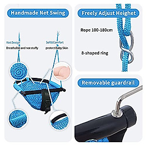 nets Tribe 2 -in- 1 Toddler Swing. Swing Seat for Kids with Adjustable Ropes, for Kids Heavy Duty Rope Play Secure Children Swing Set, for Outdoor Indoor, Backyard. Upgrade Product (Blue)