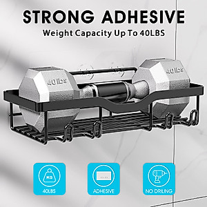 LIKDAY Shower Caddy, Bathroom Shower Organizer Adhesive Shelves Holder Organizers And Storage For Kitchen, 9 Pack, No Drilling, Rustproof, Black